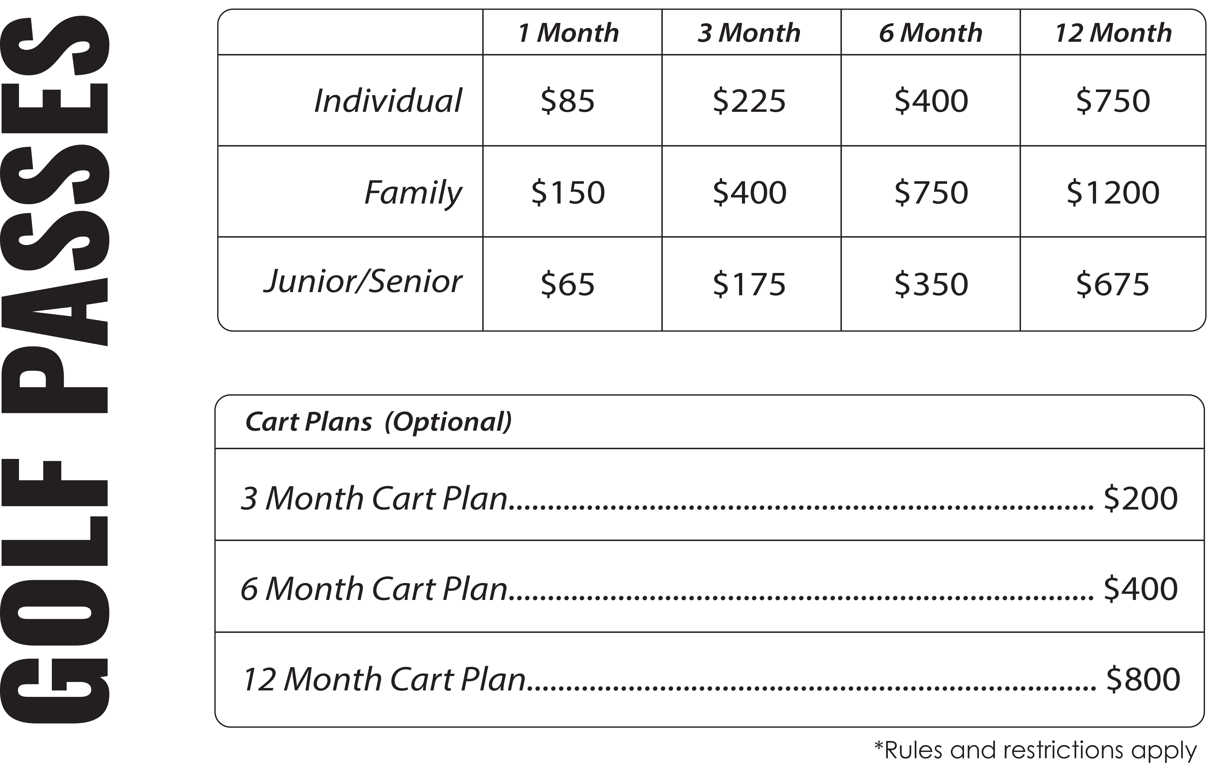 Golf Passes - The Pines at North Park
